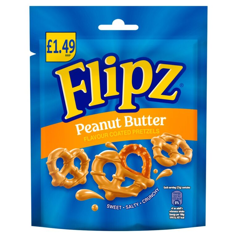 Flipz Peanut Butter Flavour Coated Pretzel Snacks 80g 80g × 12 × 1 ...